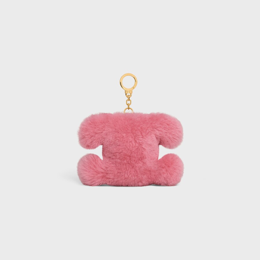 TRIOMPHE POM-POM KEYRING WITH HEART IN SHEARLING AND CALFSKIN WITH GOLD ...