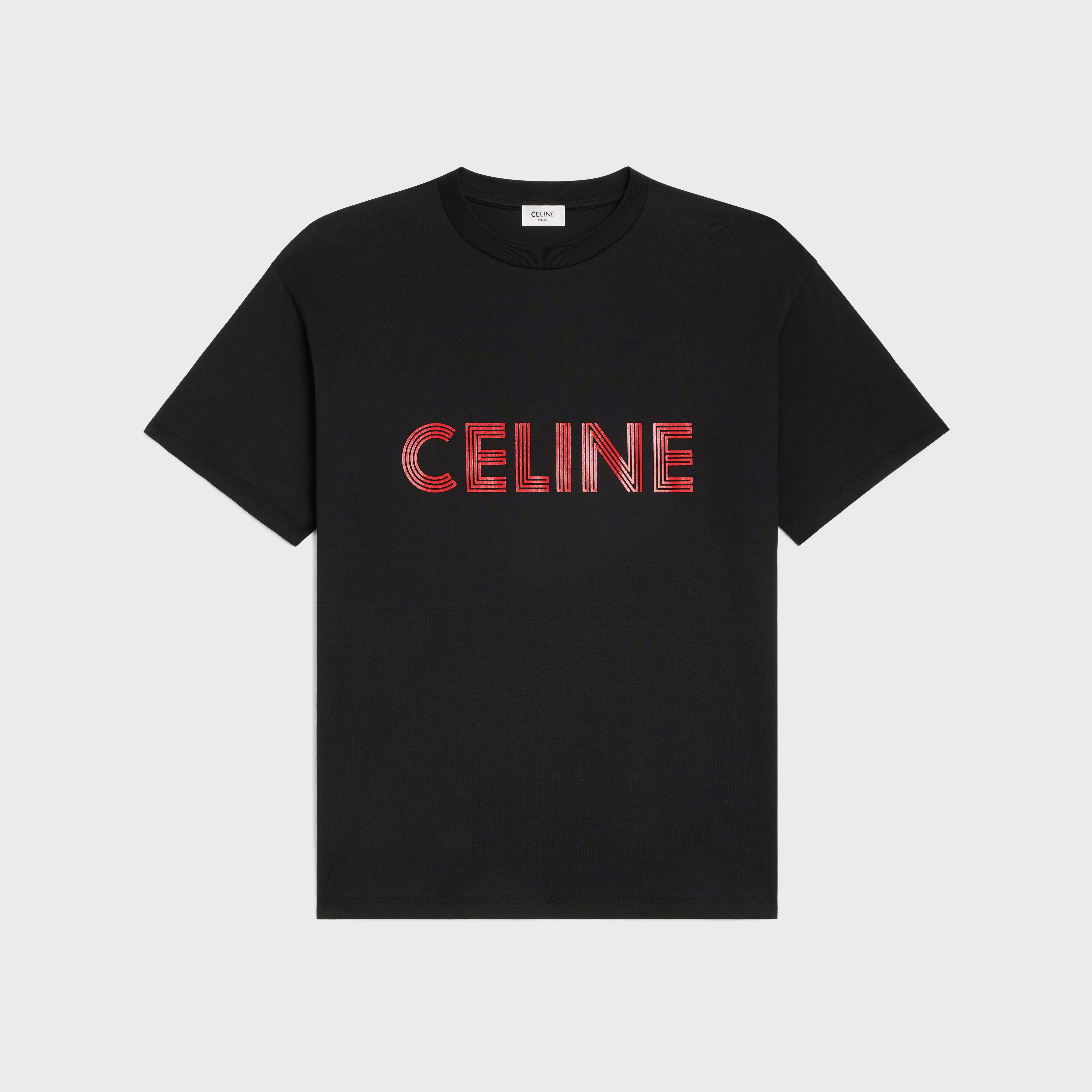 CELINE LOOSE T-SHIRT IN COTTON JERSEY - BLACK / RED | CELINE