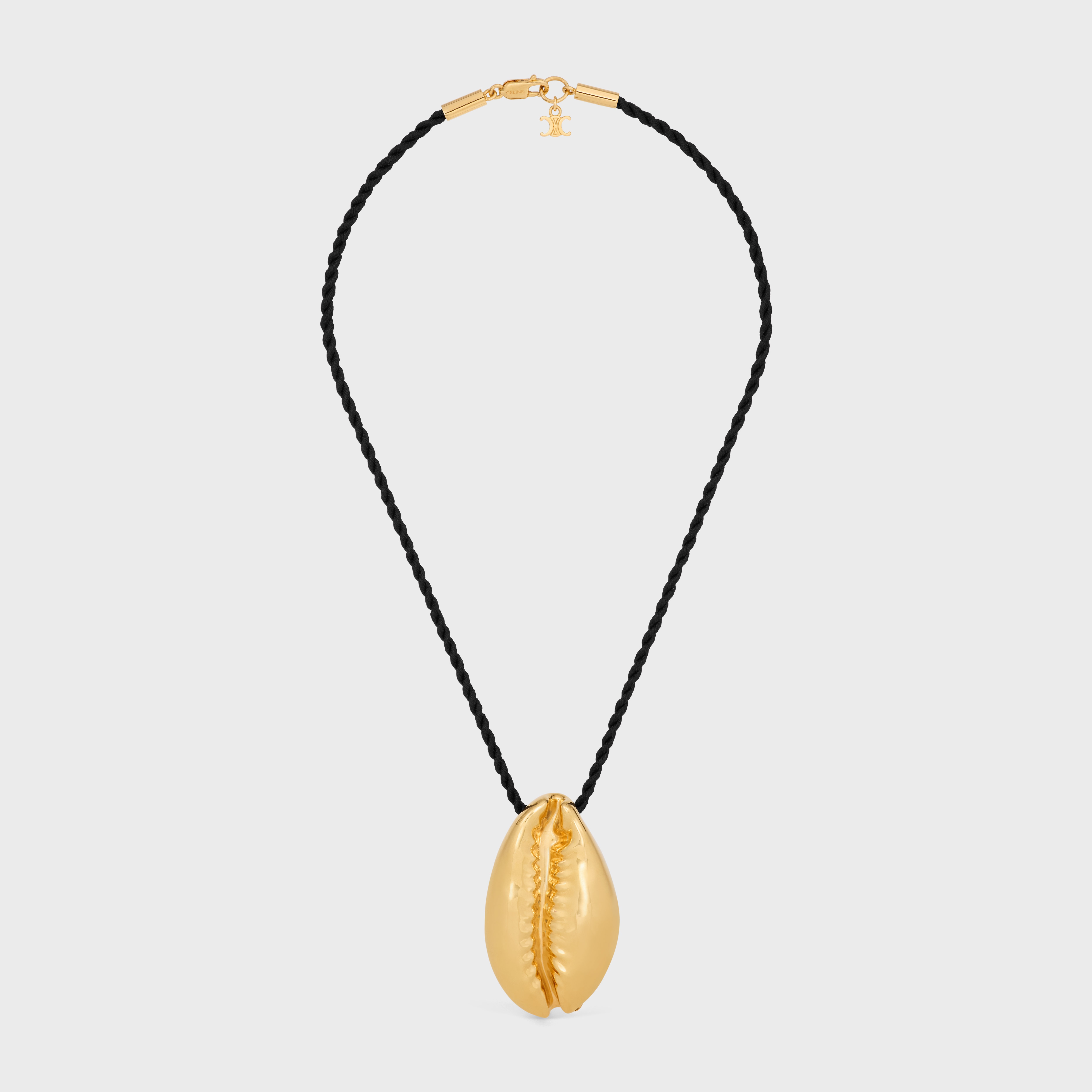 Celine Défilé Shell Necklace in Brass with Gold Finish and Silk - BLACK ...