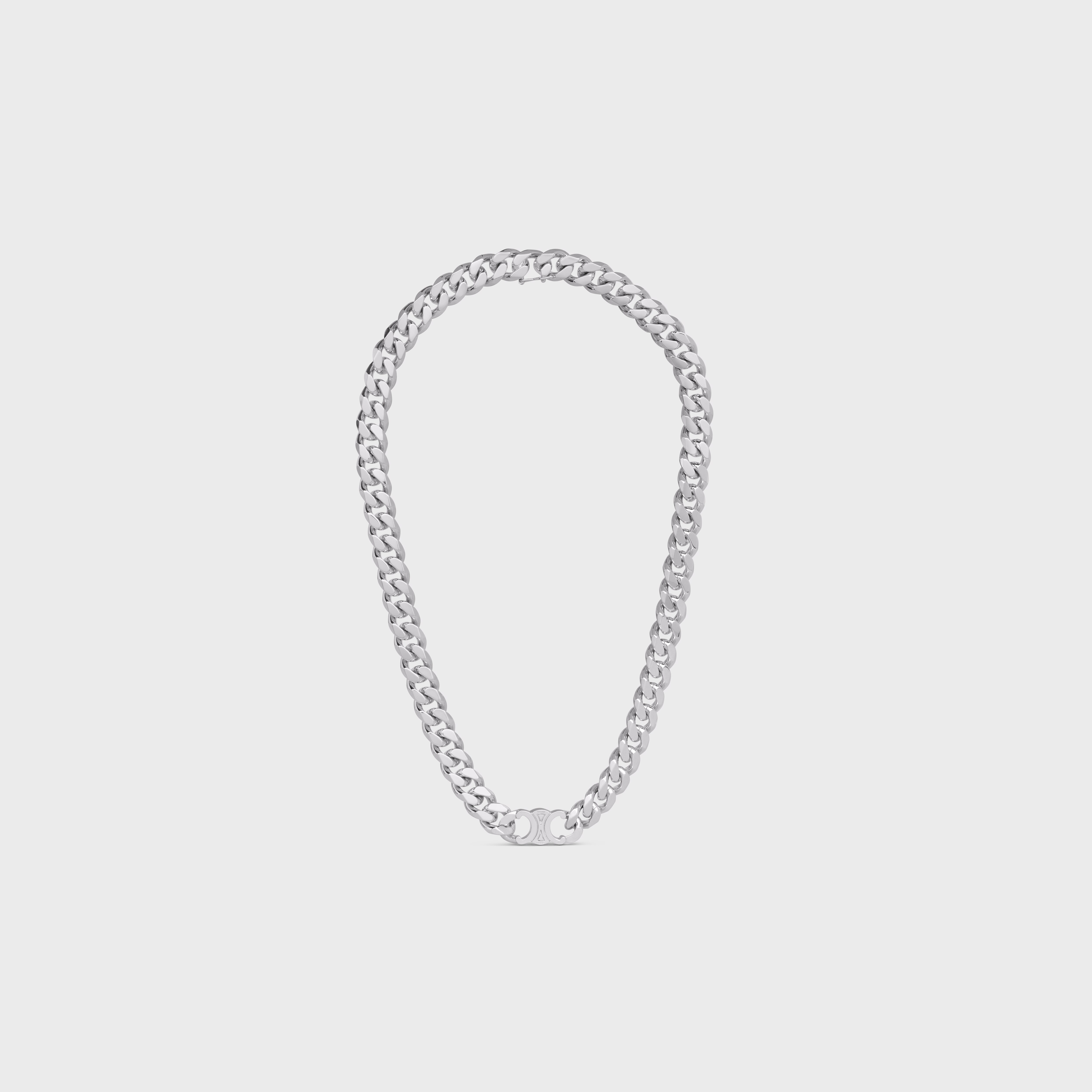 Triomphe Gourmette Necklace in Brass with Rhodium Finish - Silver | CELINE