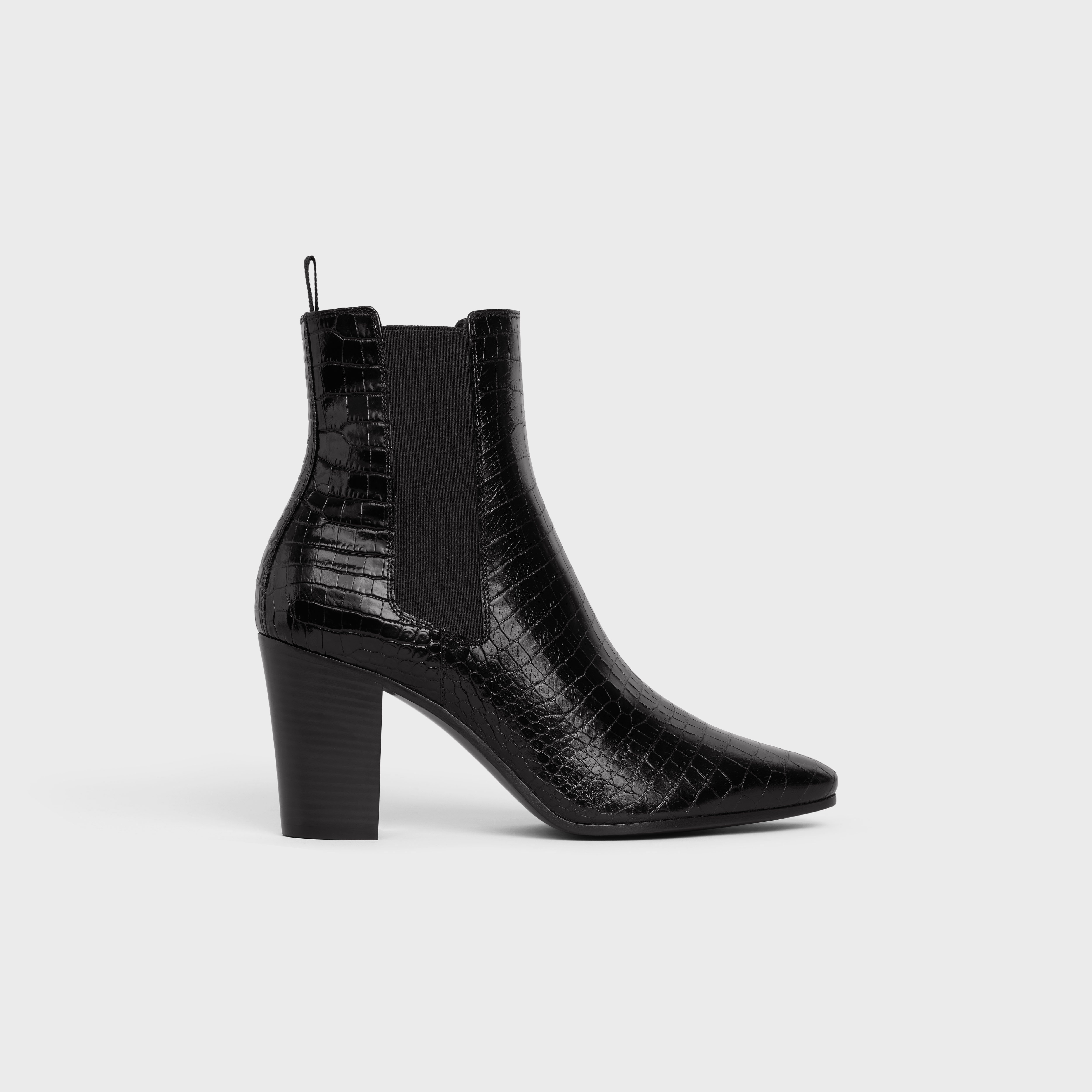 CELINE WILTERN CHELSEA BOOT IN CROCODILE STAMPED CALFSKIN - BLACK | CELINE