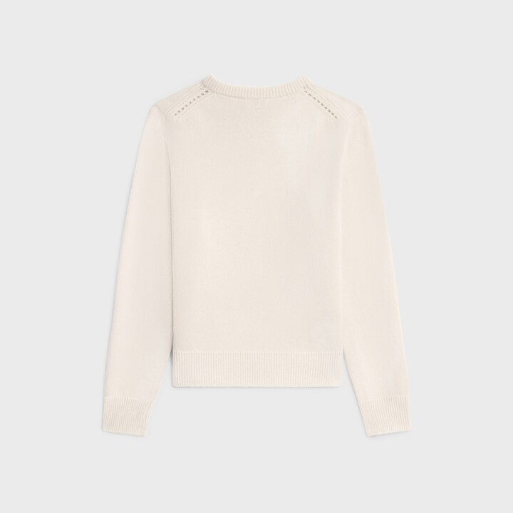 CREW NECK SWEATER IN HERITAGE CASHMERE - OFF WHITE | CELINE