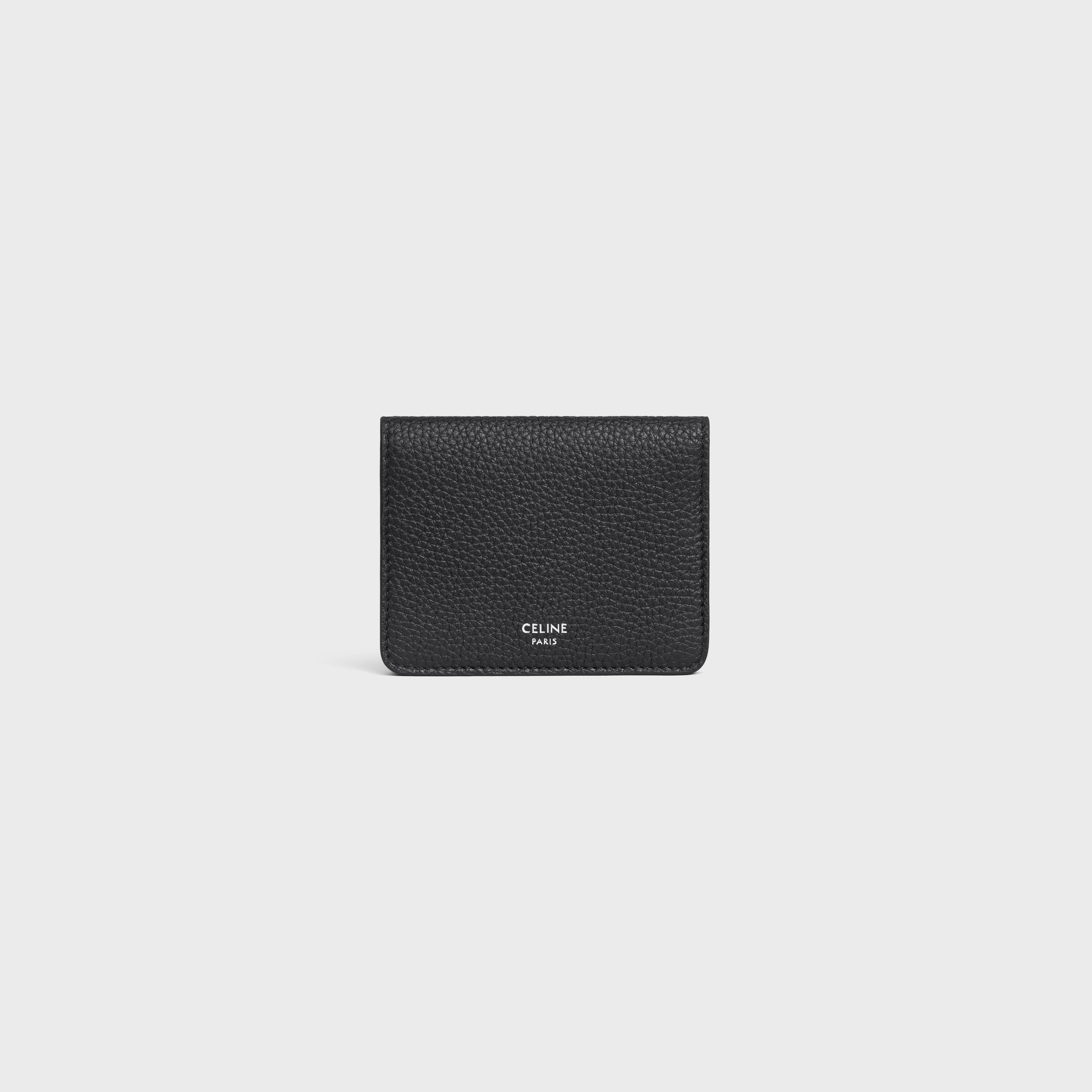 BI-FOLD CARD HOLDER IN Grained Calfskin - BLACK | CELINE