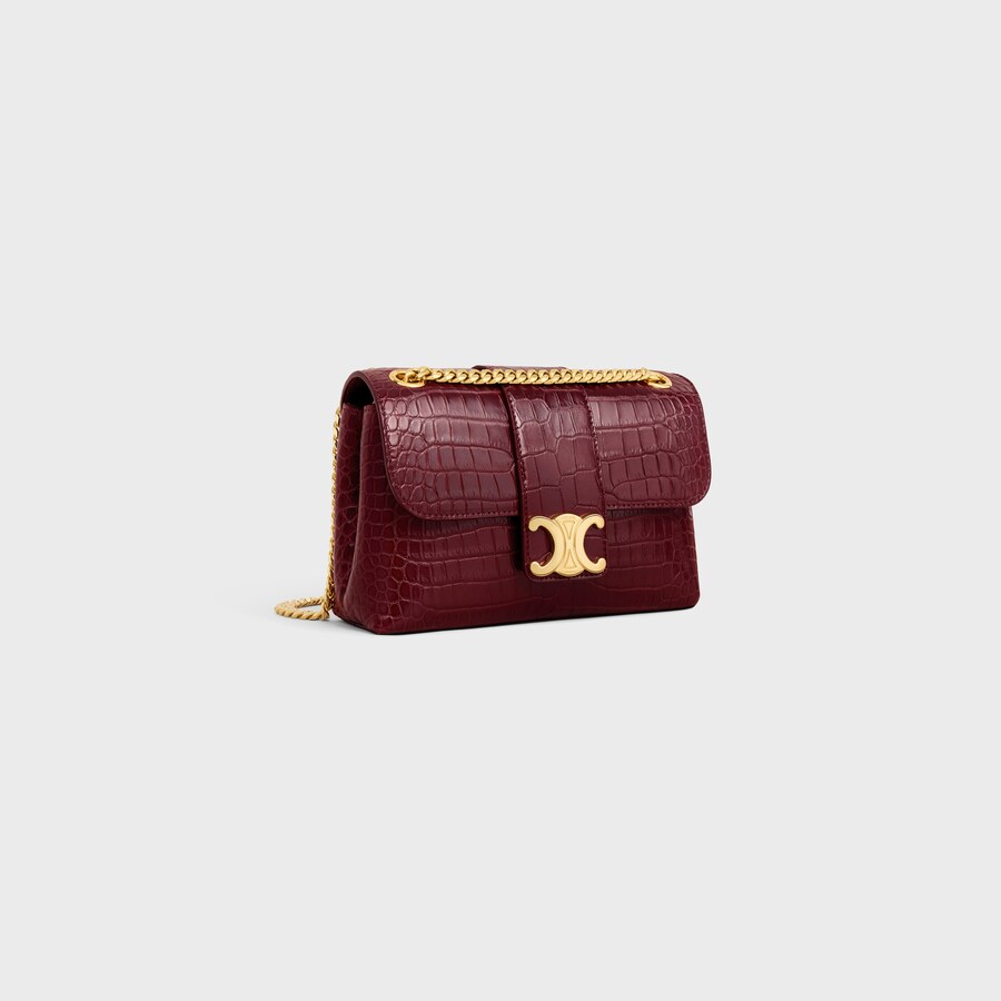 TEEN CELINE VICTOIRE BAG IN POROSUS CROCODILE - LIGHT BURGUNDY | CELINE