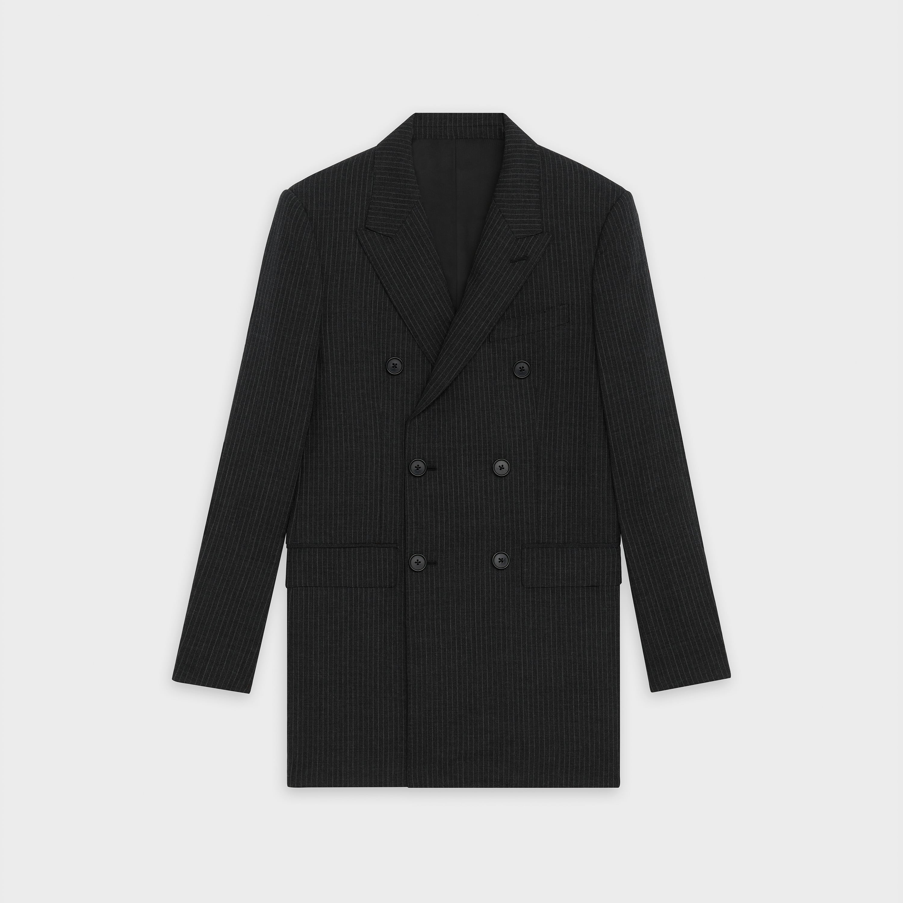 classic jacket in striped wool fabric - null | CELINE