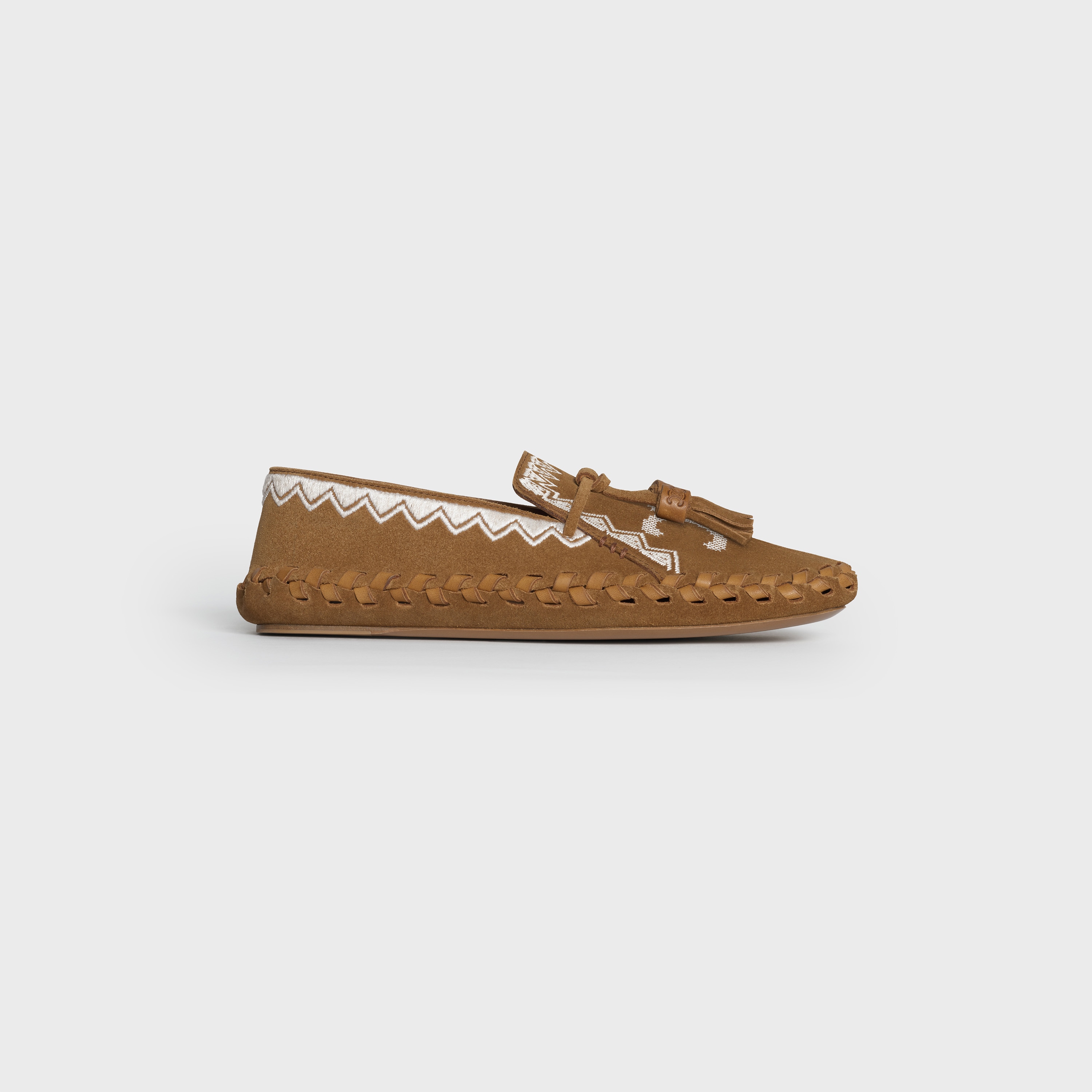 Celine Marlou Flat Slip-on in Suede calfskin - Tan | CELINE