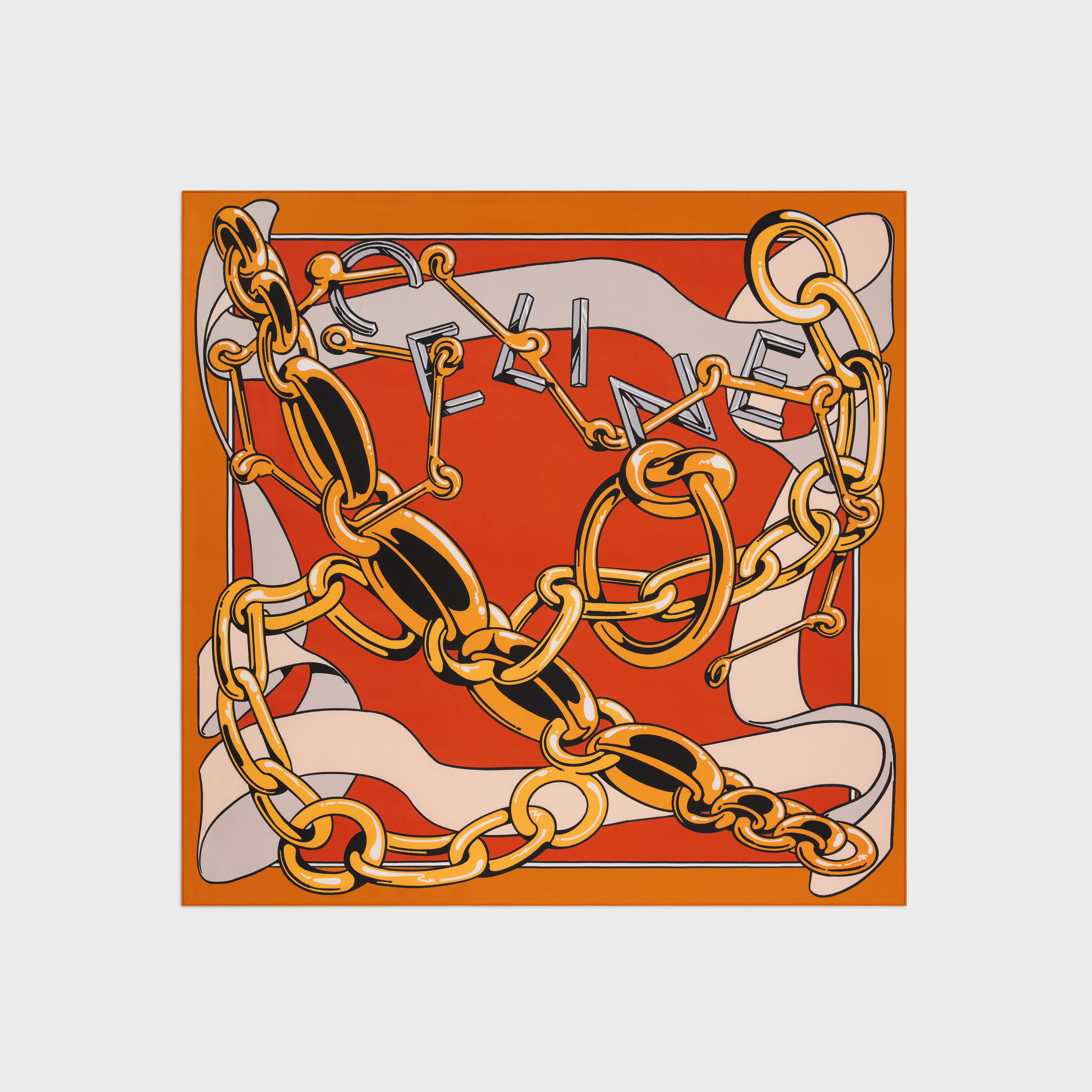 square IN silk twill - ORANGE/GOLD | CELINE
