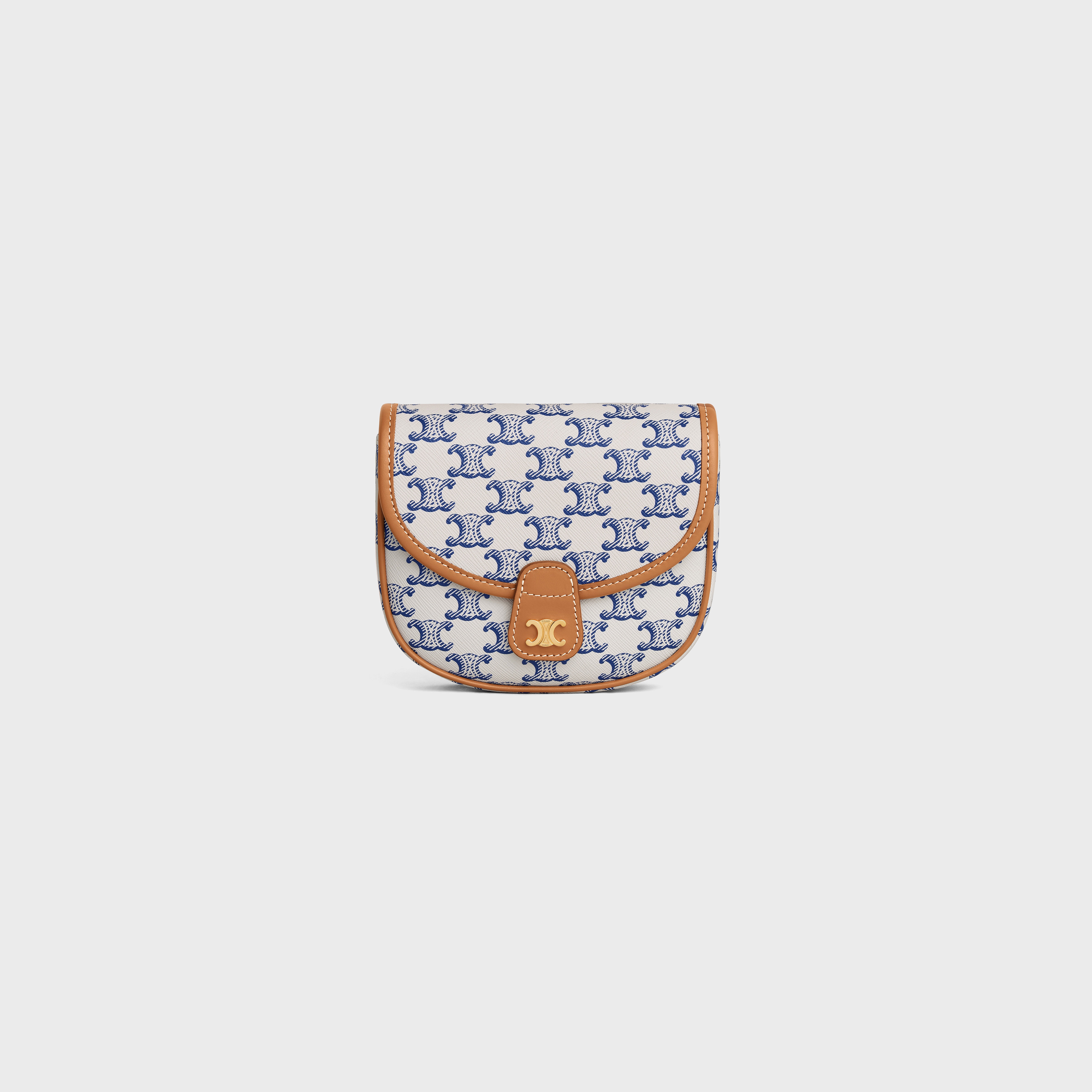 Mini Besace in Triomphe Canvas and calfskin - Blue | CELINE