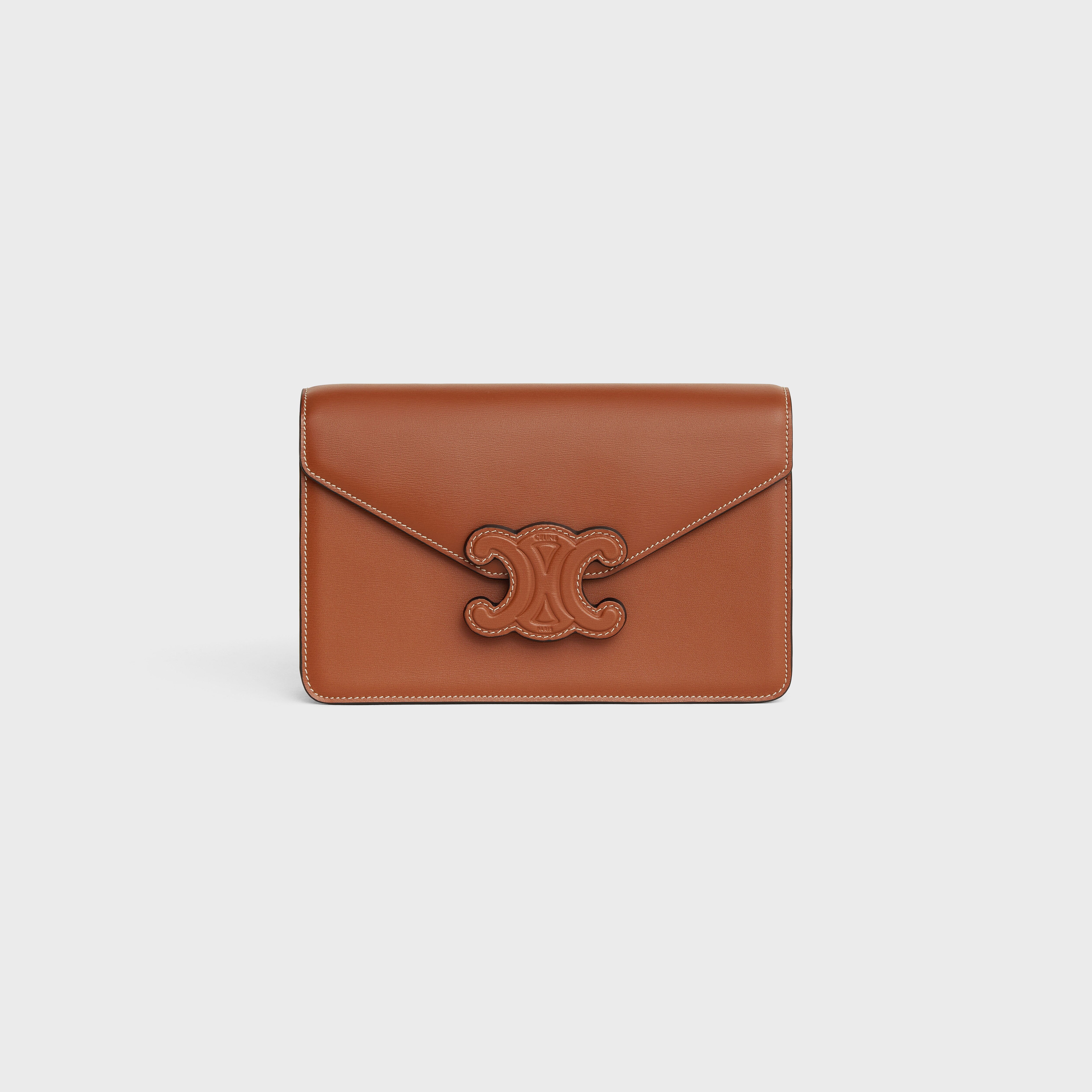 WALLET ON STRAP CUIR TRIOMPHE IN SHINY CALFSKIN - TAN | CELINE