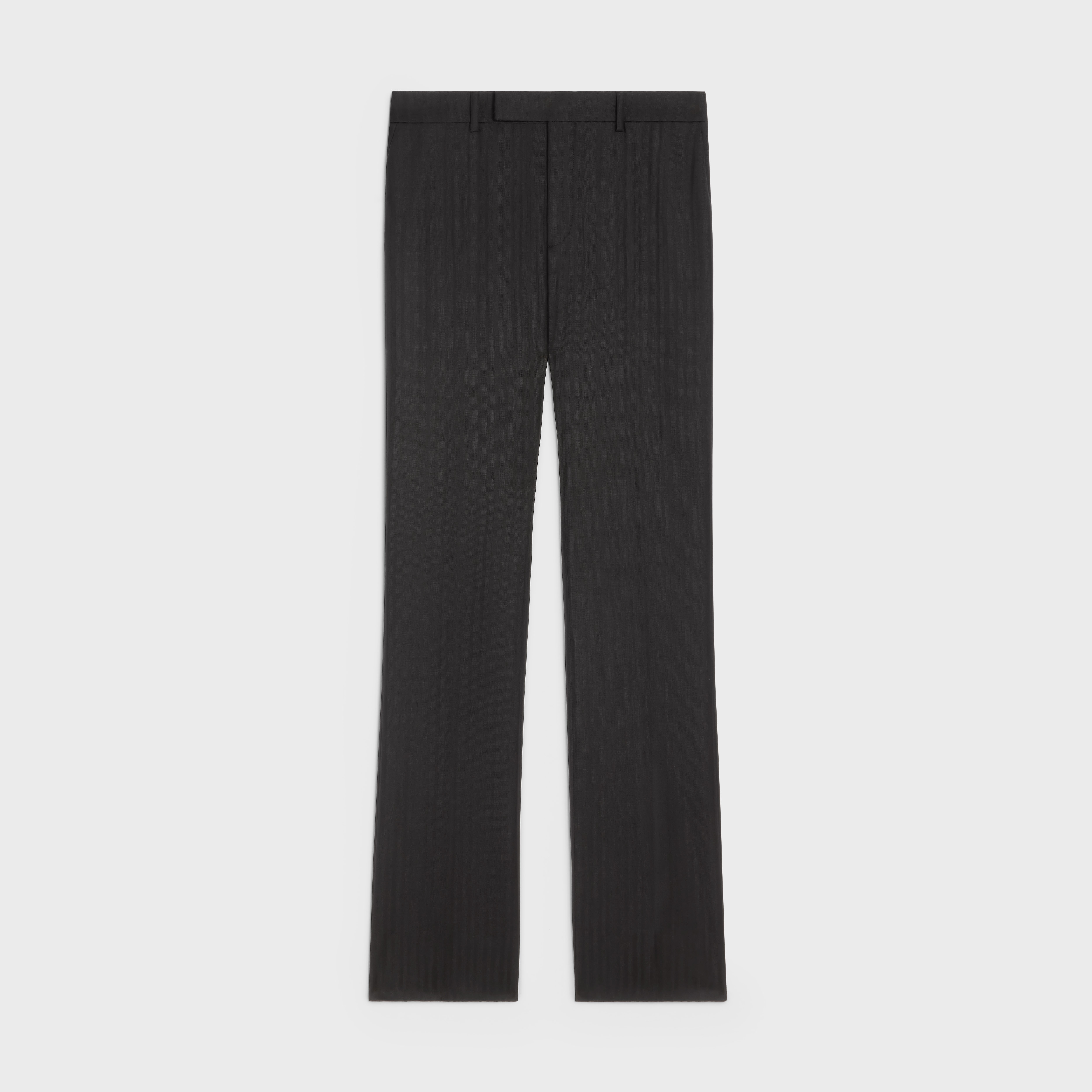 FLARED CROPPED PANTS IN STRIPED WOOL - BLACK | CELINE