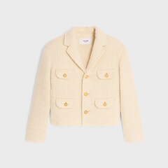 CHASSEUR JACKET IN MOHAIR WOOL TWEED - VANILLA | CELINE