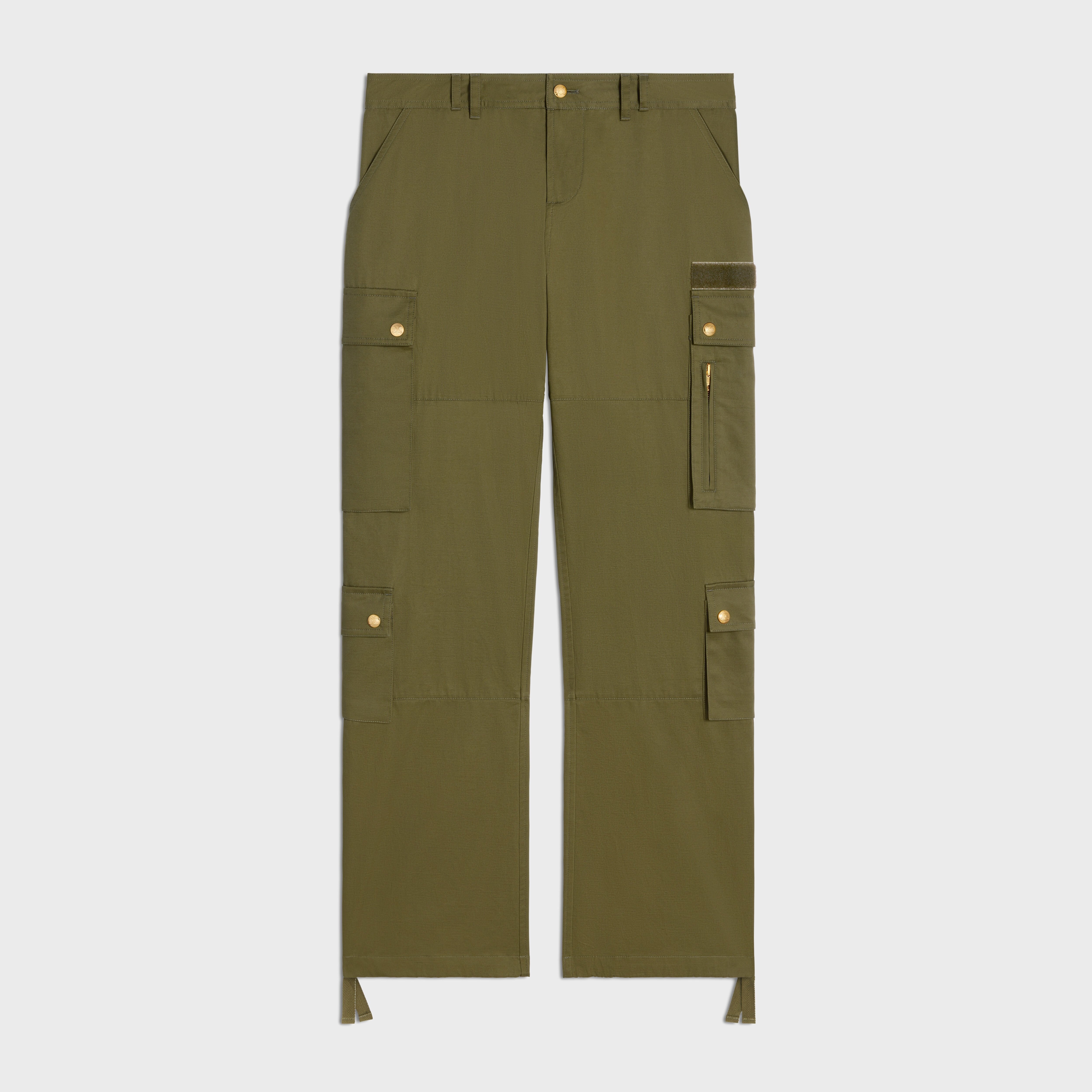 CARGO PANTS IN COTTON LINEN - KAKI MILITAIRE | CELINE