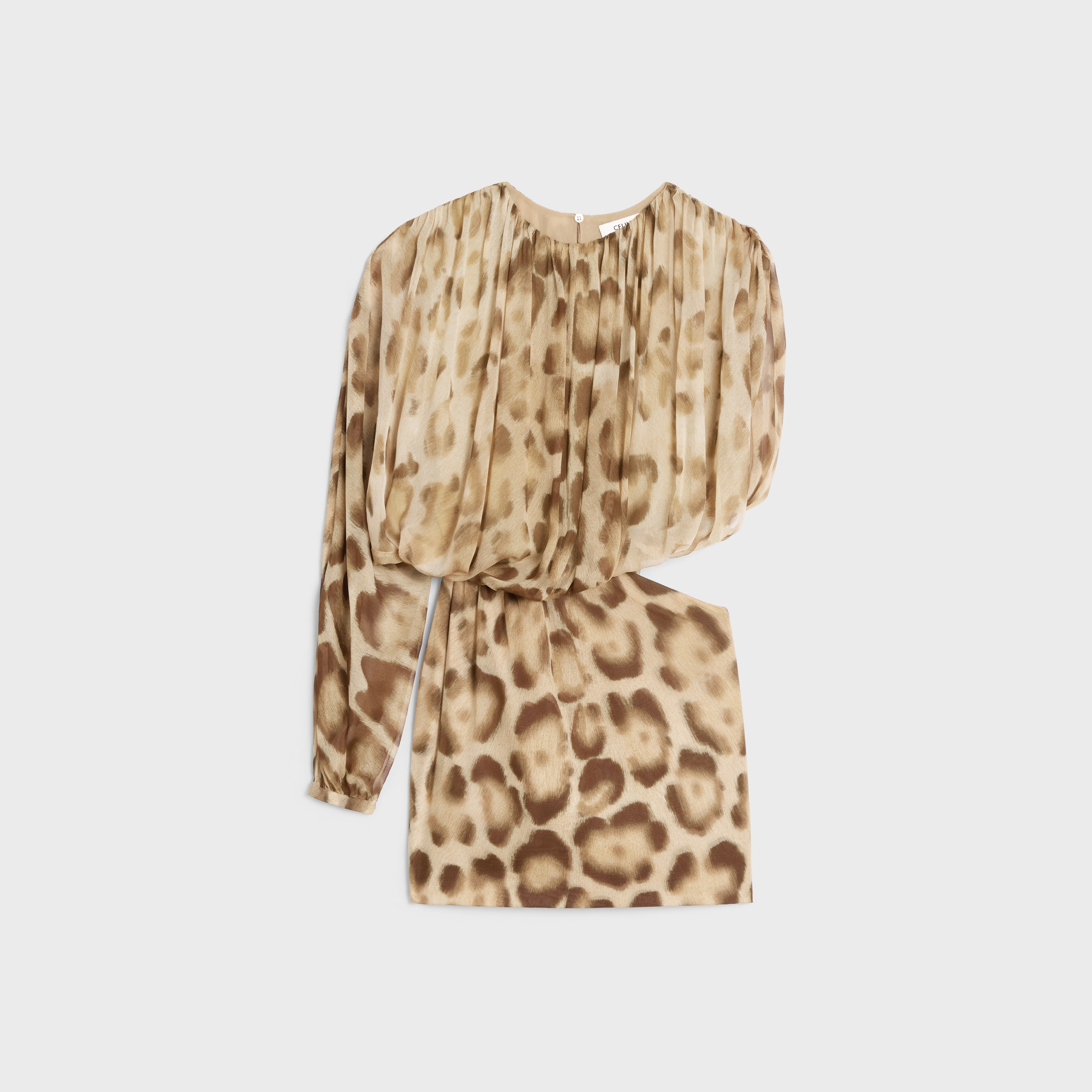 DRAPED MINI DRESS IN SILK MUSLIN - BLOND | CELINE