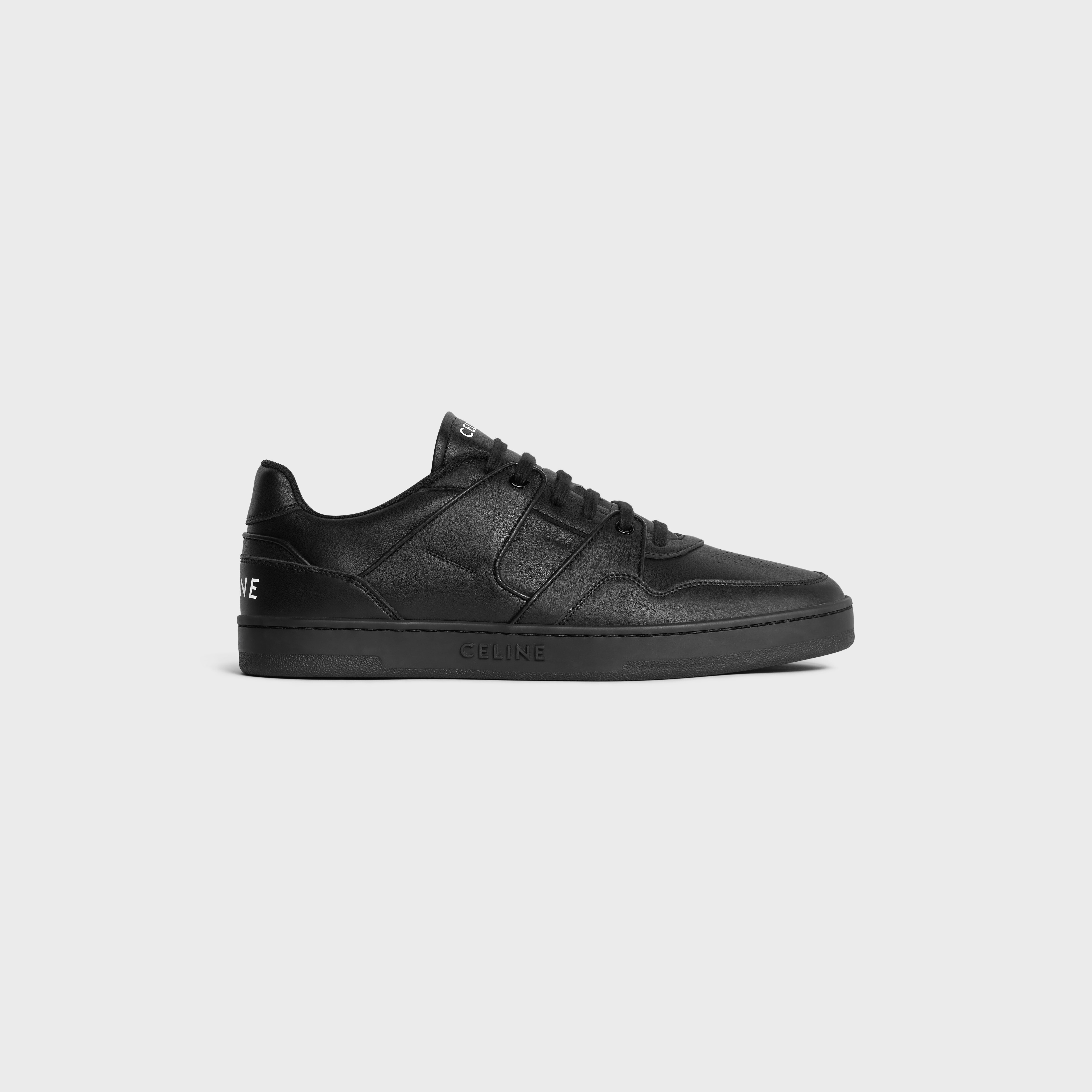 CT-04 CELINE TRAINER LOW LACE-UP SNEAKER IN CALFSKIN - BLACK | CELINE