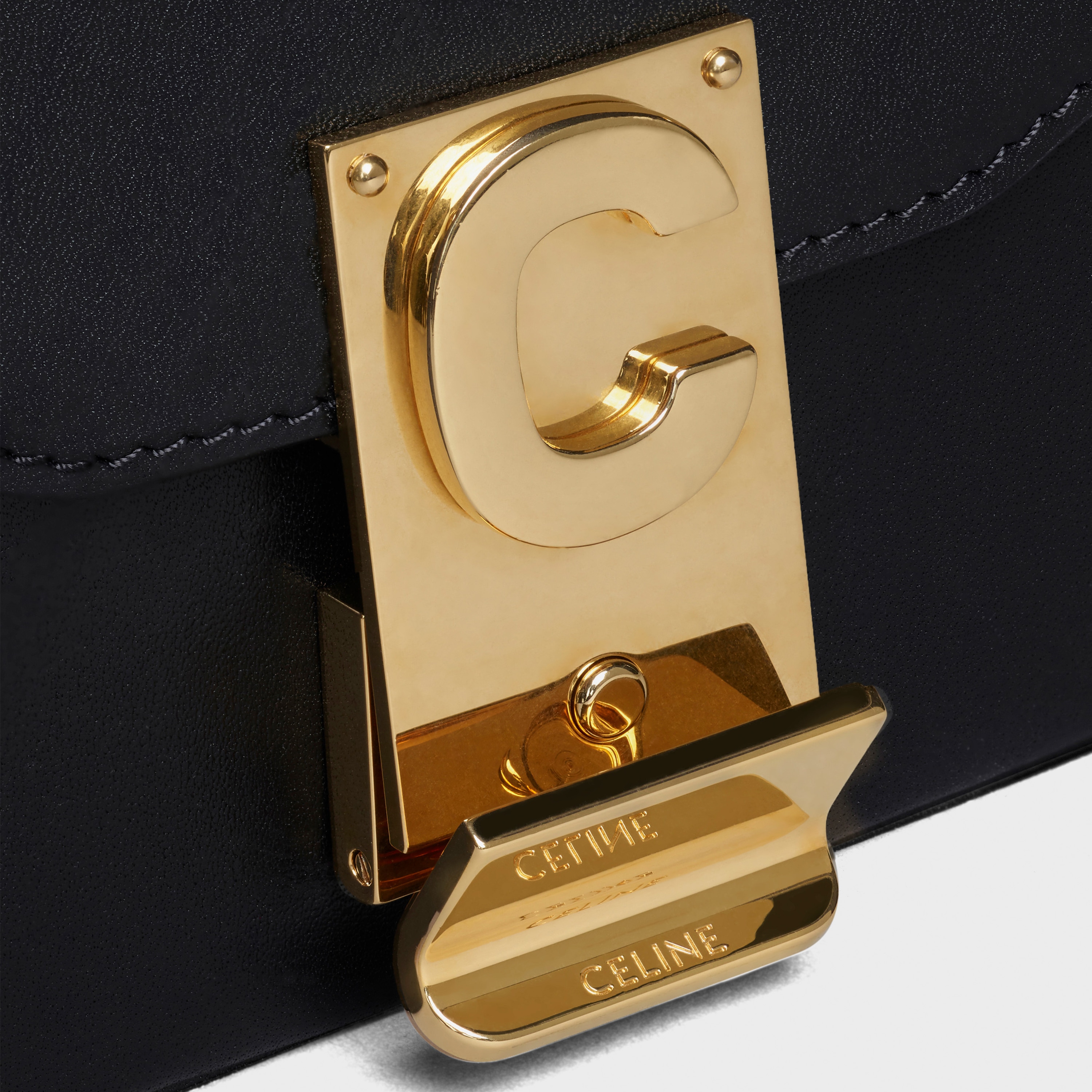 Celine Small C Black Shoulder Bag In Shiny Calfskin at Patricia ...
