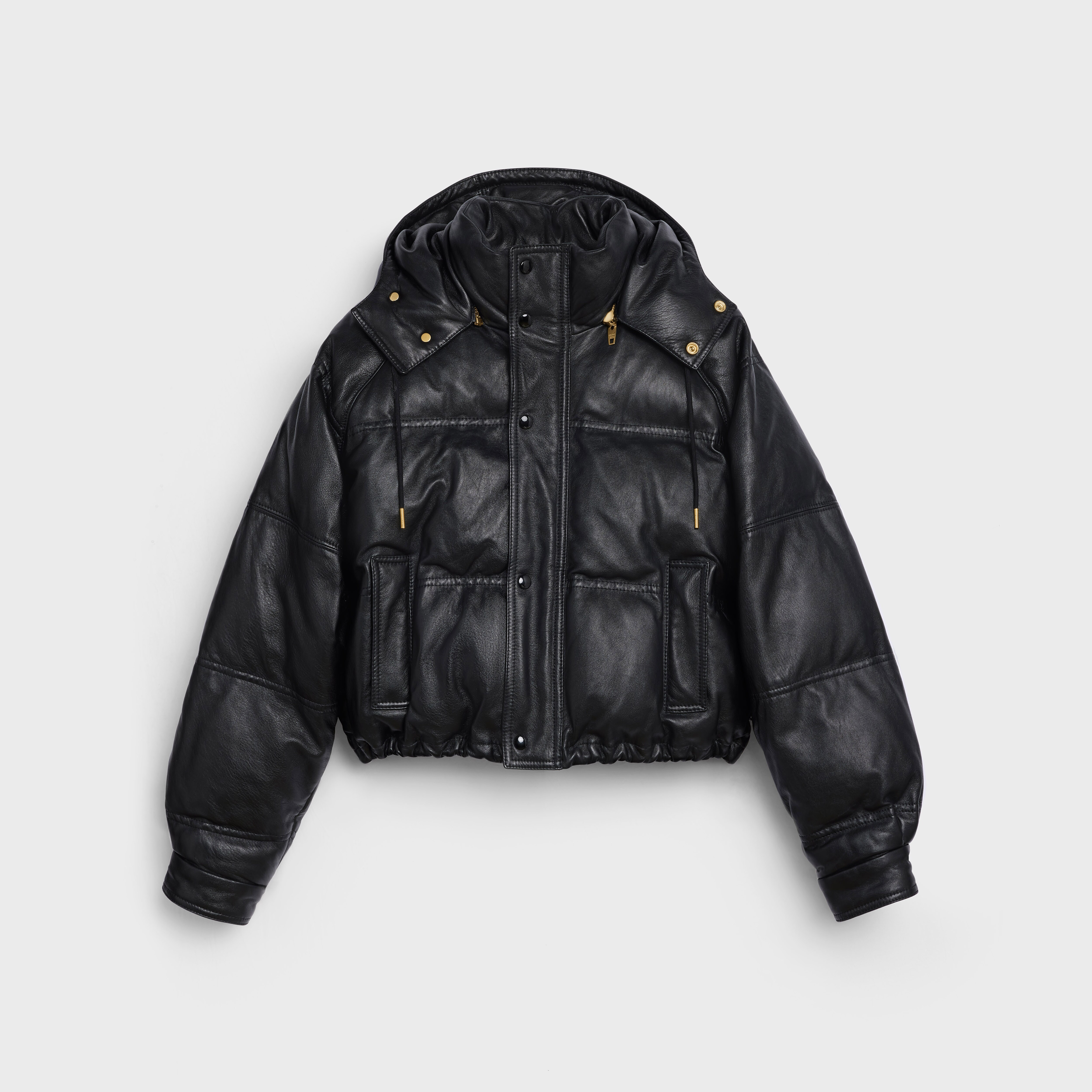 CROPPED QUILTED JACKET IN LAMBSKIN LEATHER - Black | CELINE