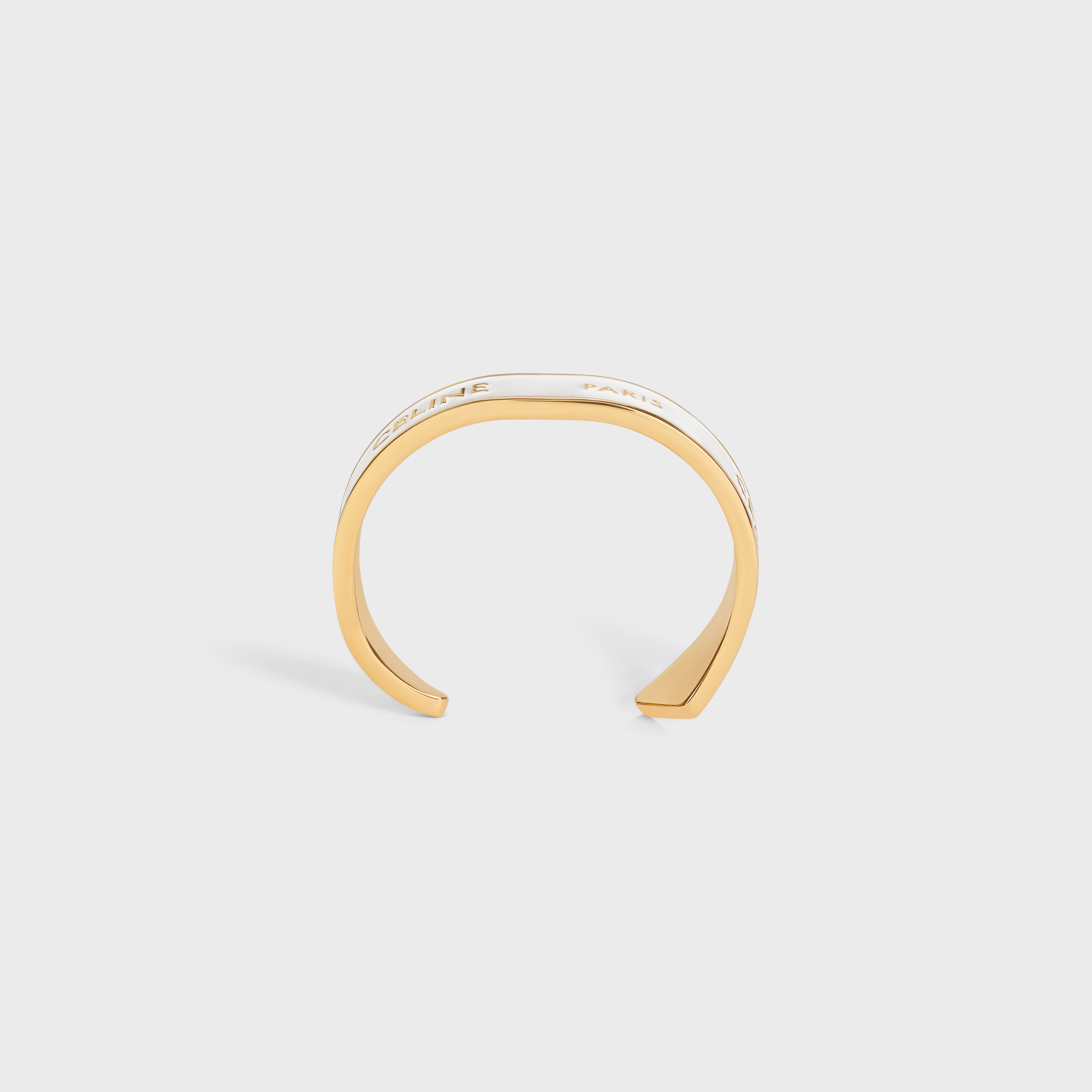 CELINE RIBBON SMALL CUFF IN BRASS WITH GOLD FINISH AND ENAMEL - IVORY ...
