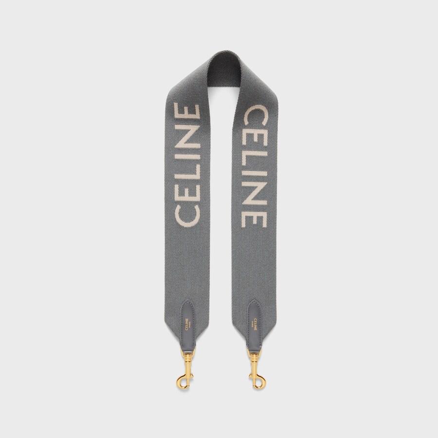 SHORT STRAP IN WOOL WITH CELINE JACQUARD - GREY / WHITE | CELINE