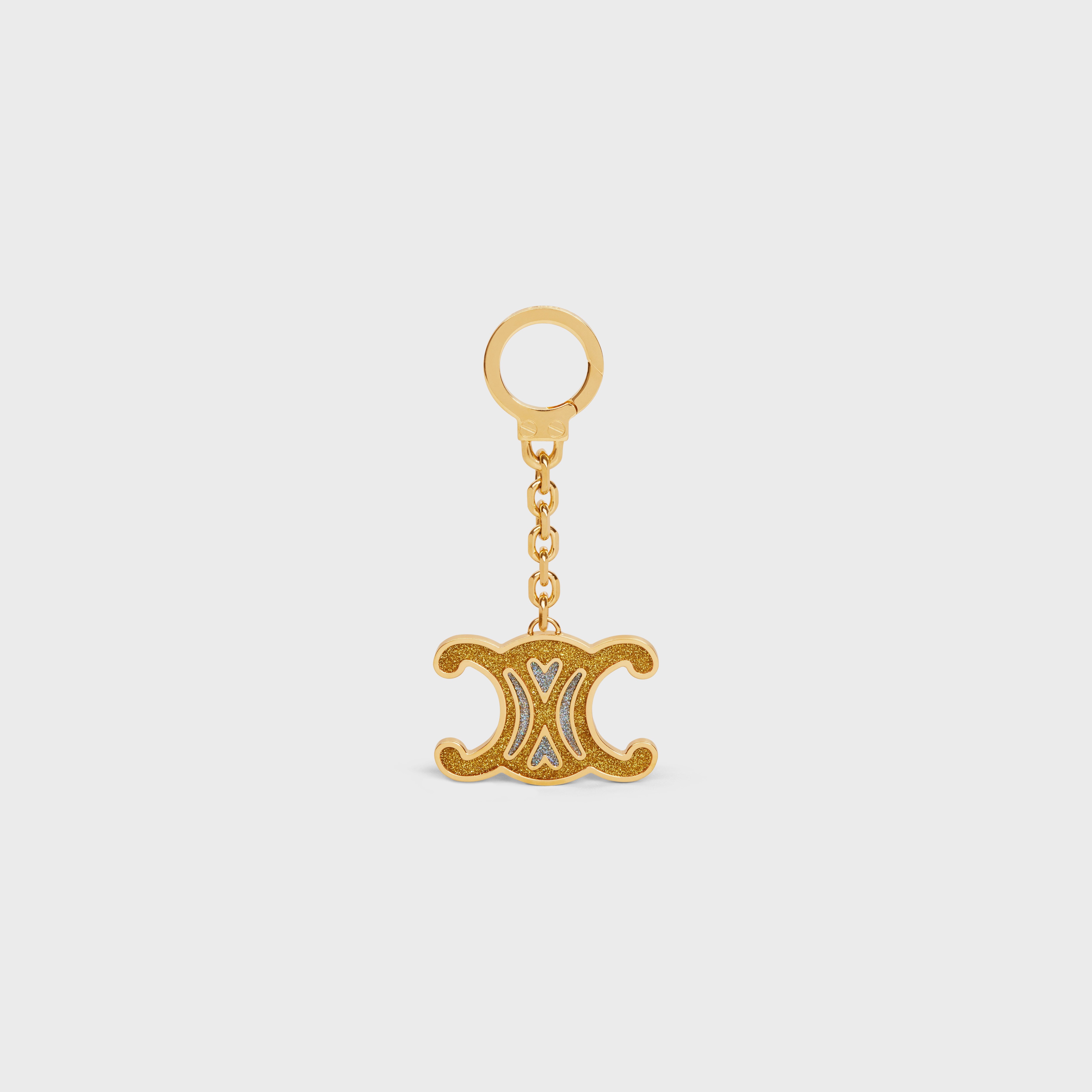 TRIOMPHE HEART GLITTER CHARM IN BRASS AND ENAMEL - GOLD | CELINE