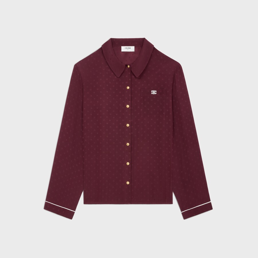SHIRT COLLAR BLOUSE IN TRIOMPHE SILK - | CELINE