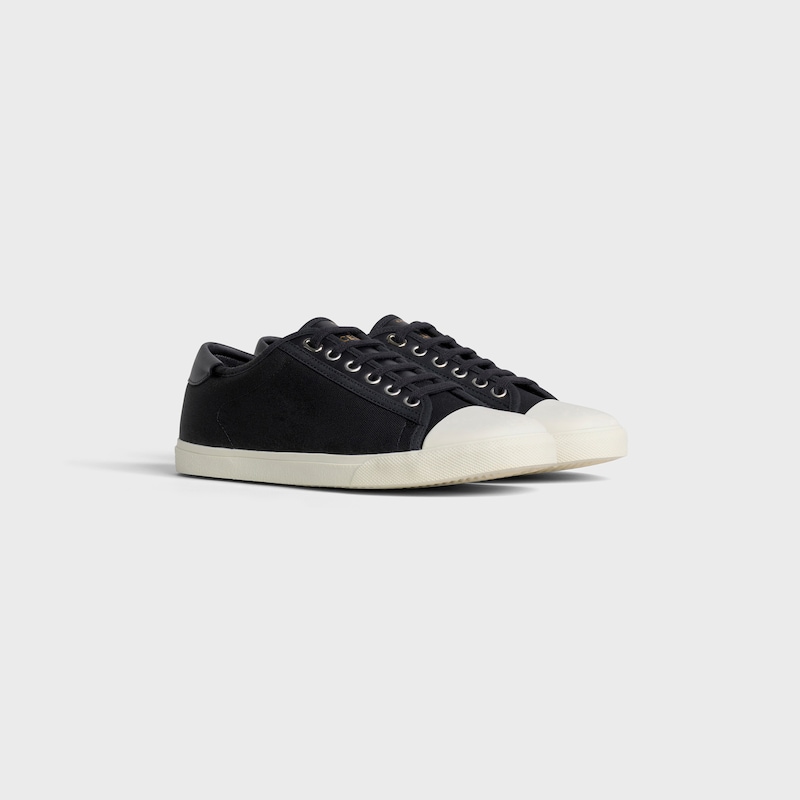 CELINE BLANK Sneaker baixo com cadarço em Canvas e couro de bezerro ...