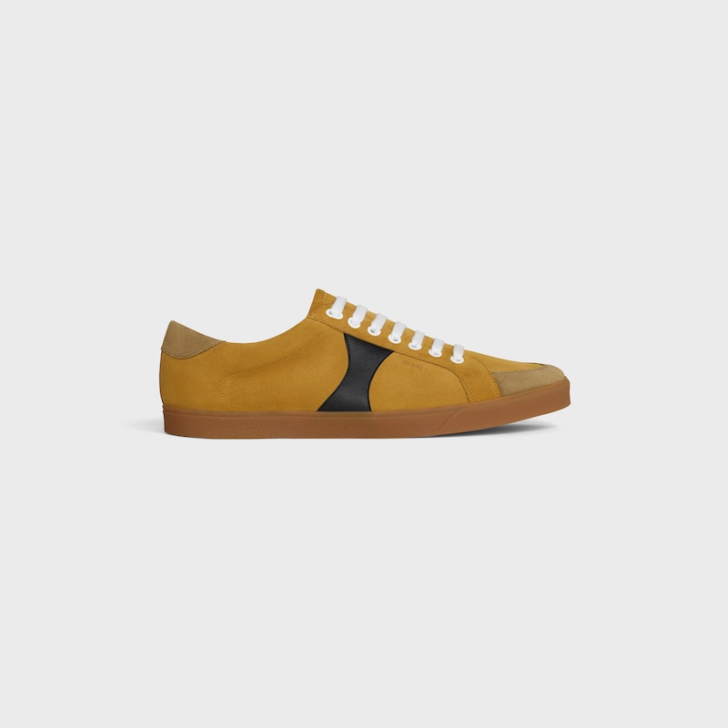 Celine Triomphe Low Lace Up Sneaker Plain Logo in Suede Calfskin and ...