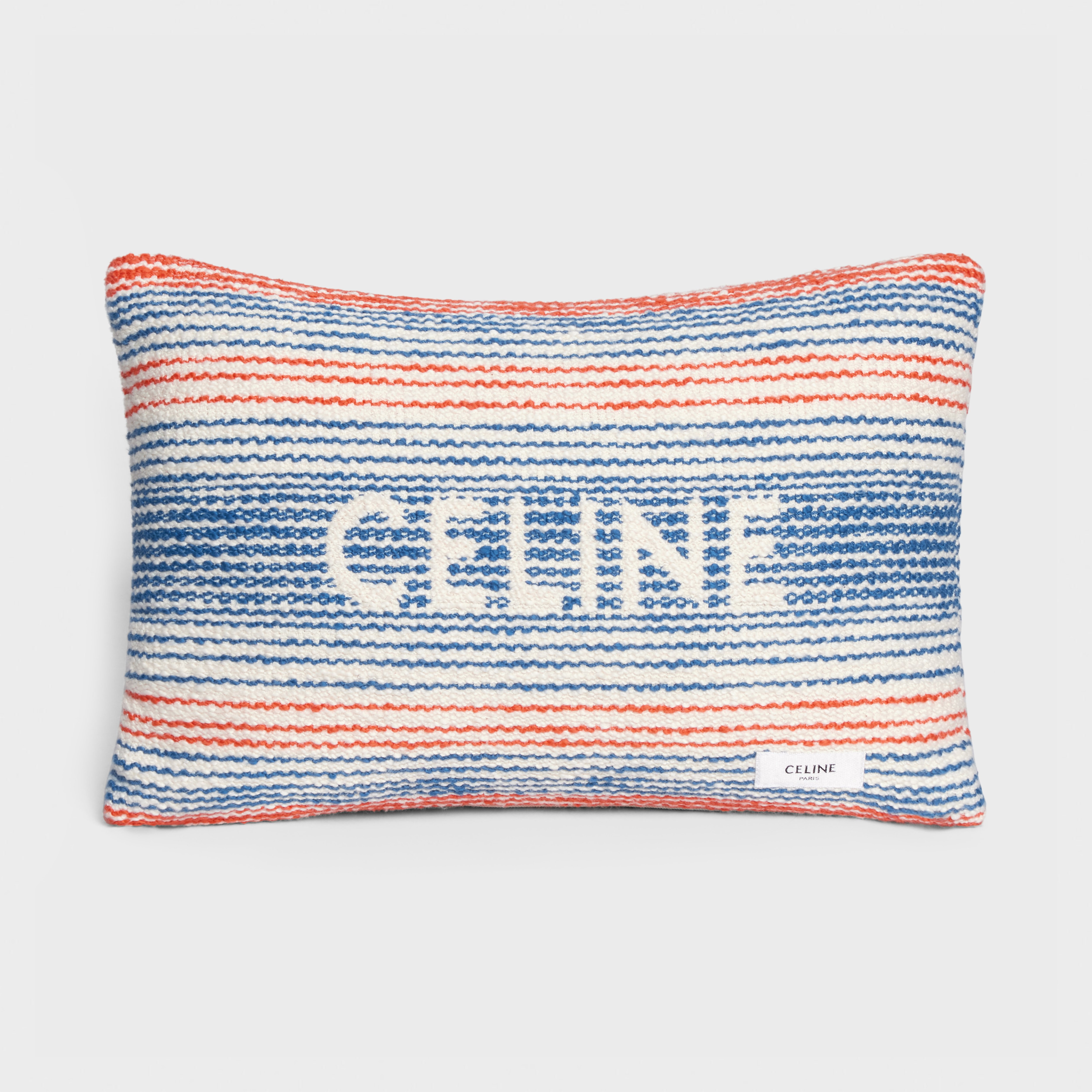 CELINE BEACH CUSHION IN MULTI-STRIPE COTTON - BEIGE / ORANGE / BLUE ...