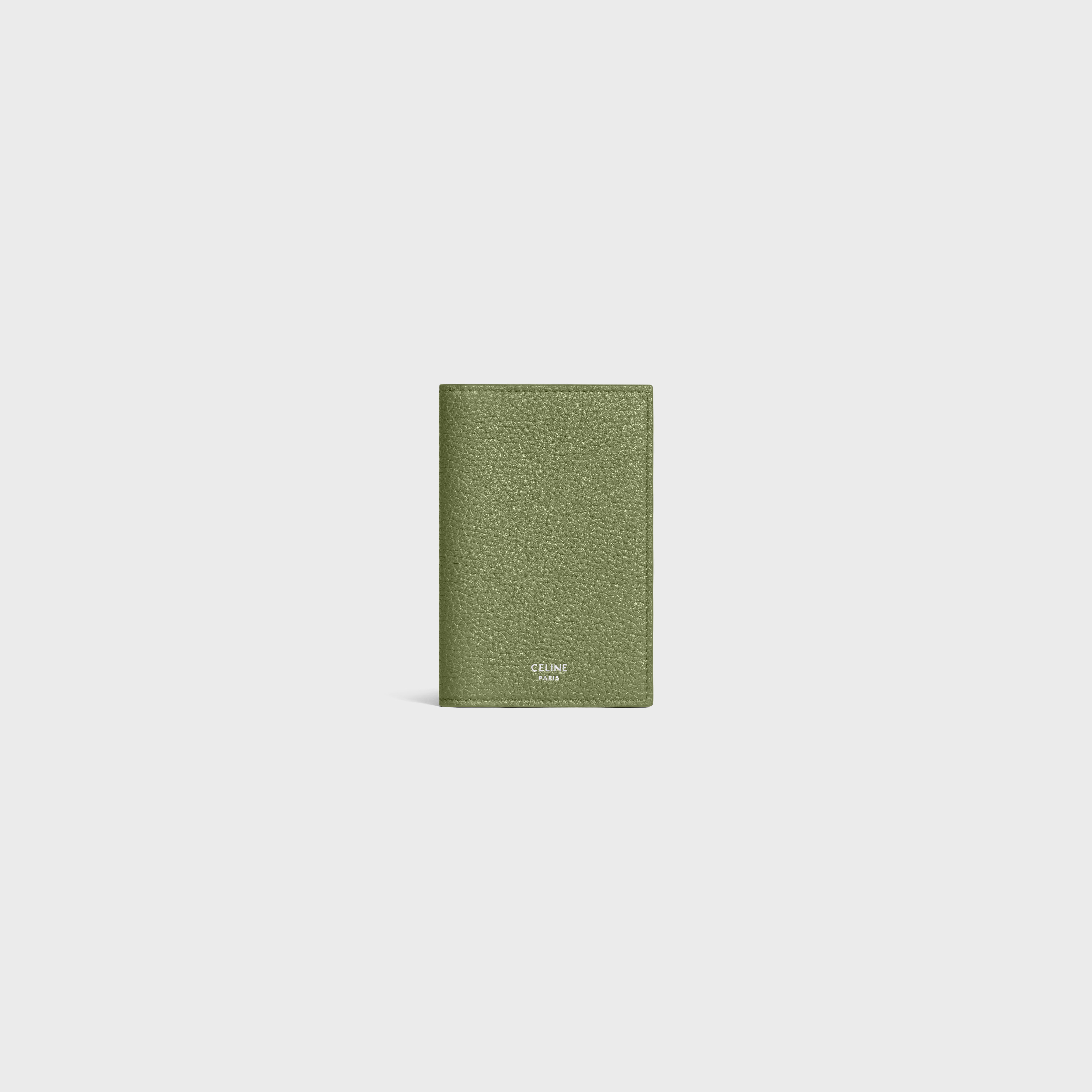 VERTICAL CARD HOLDER IN GRAINED CALFSKIN - LIGHT KHAKI | CELINE