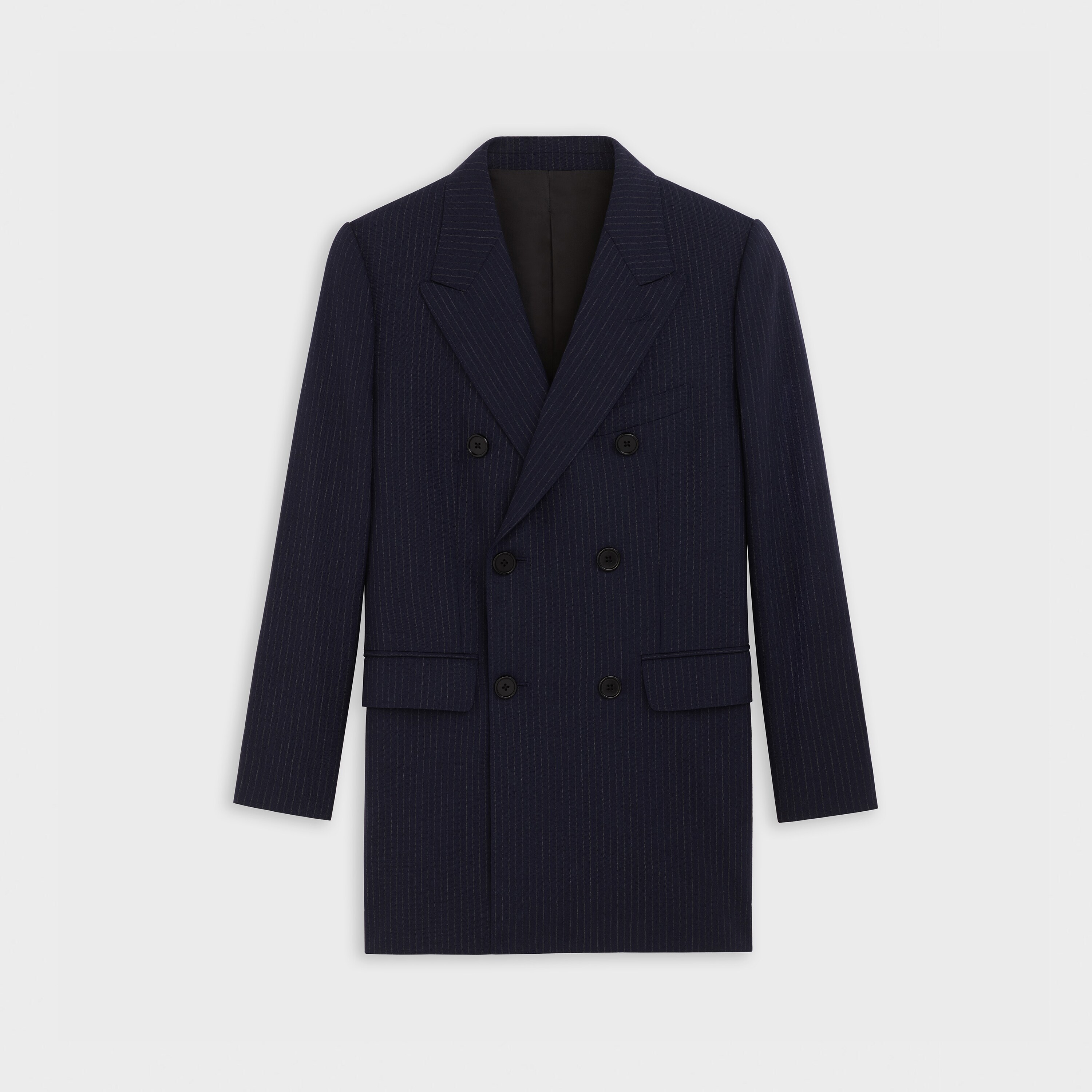 classic jacket in striped wool fabric - null | CELINE