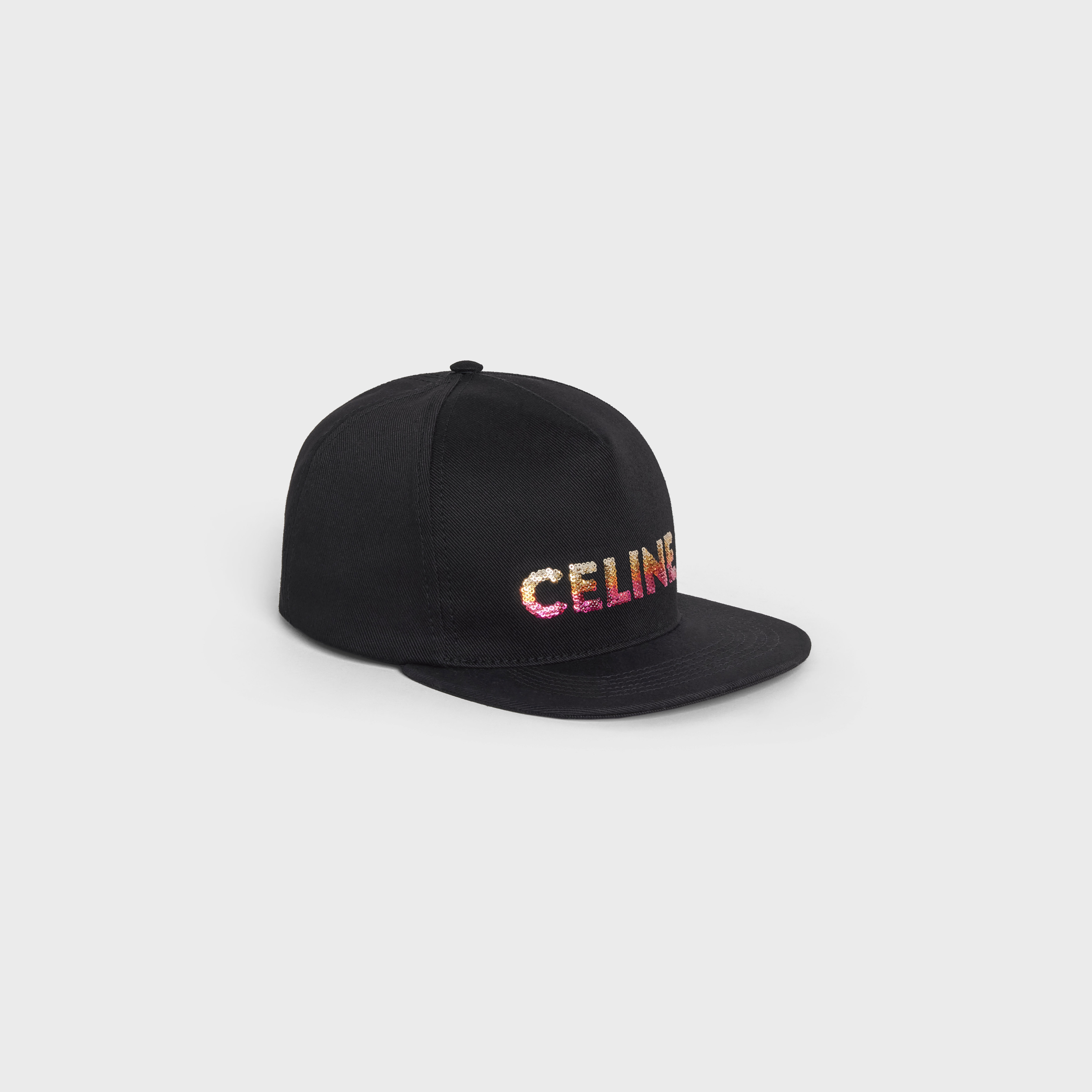 CELINE EMBROIDERED CAP IN COTTON - BLACK | CELINE