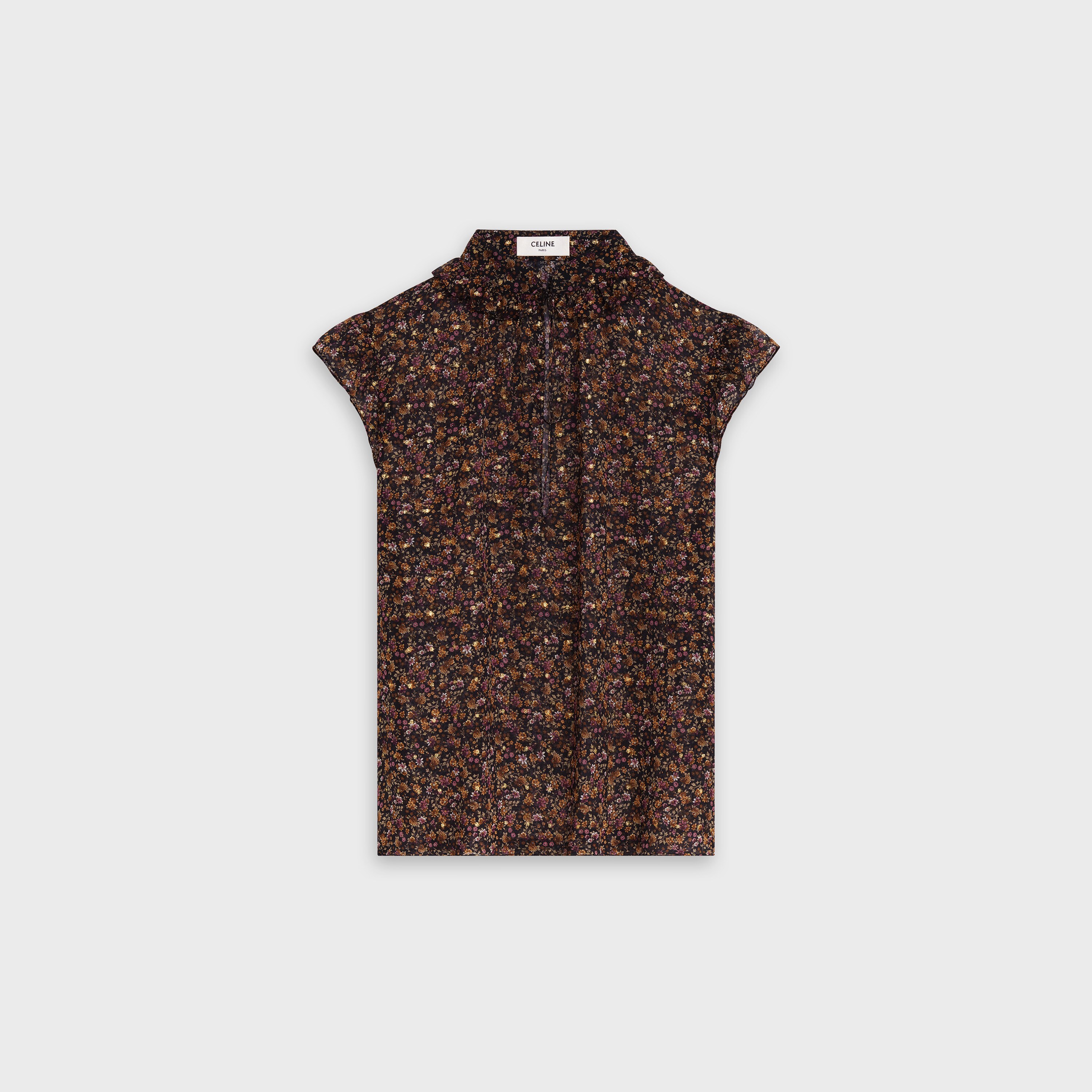 frilled blouse in silk georgette - null | CELINE