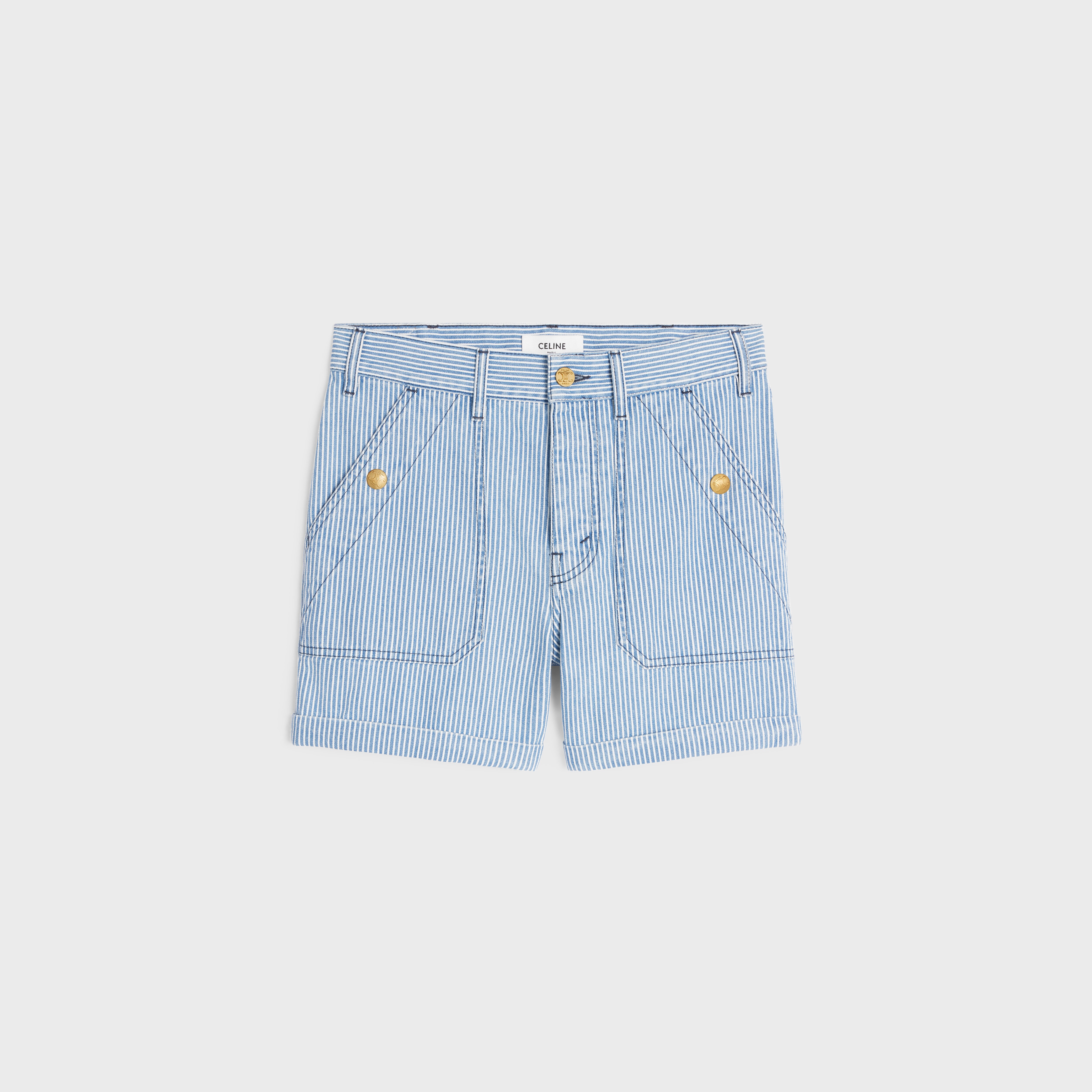 SUZANNE SHORTS IN COTTON HICKORY - WAVE WASH | CELINE