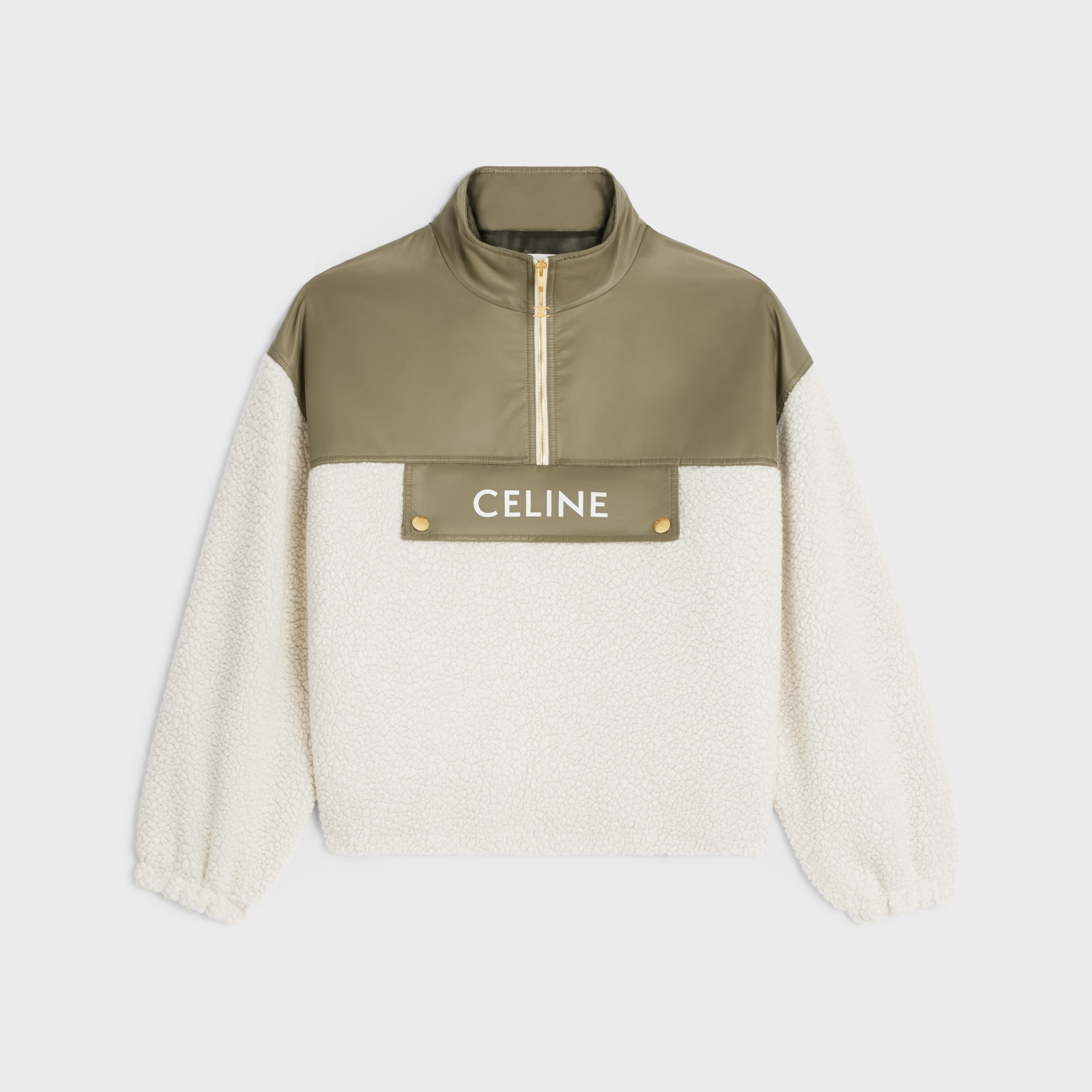 CELINE JACKET IN CASHMERE SHEARLING - GREGE/KHAKI | CELINE