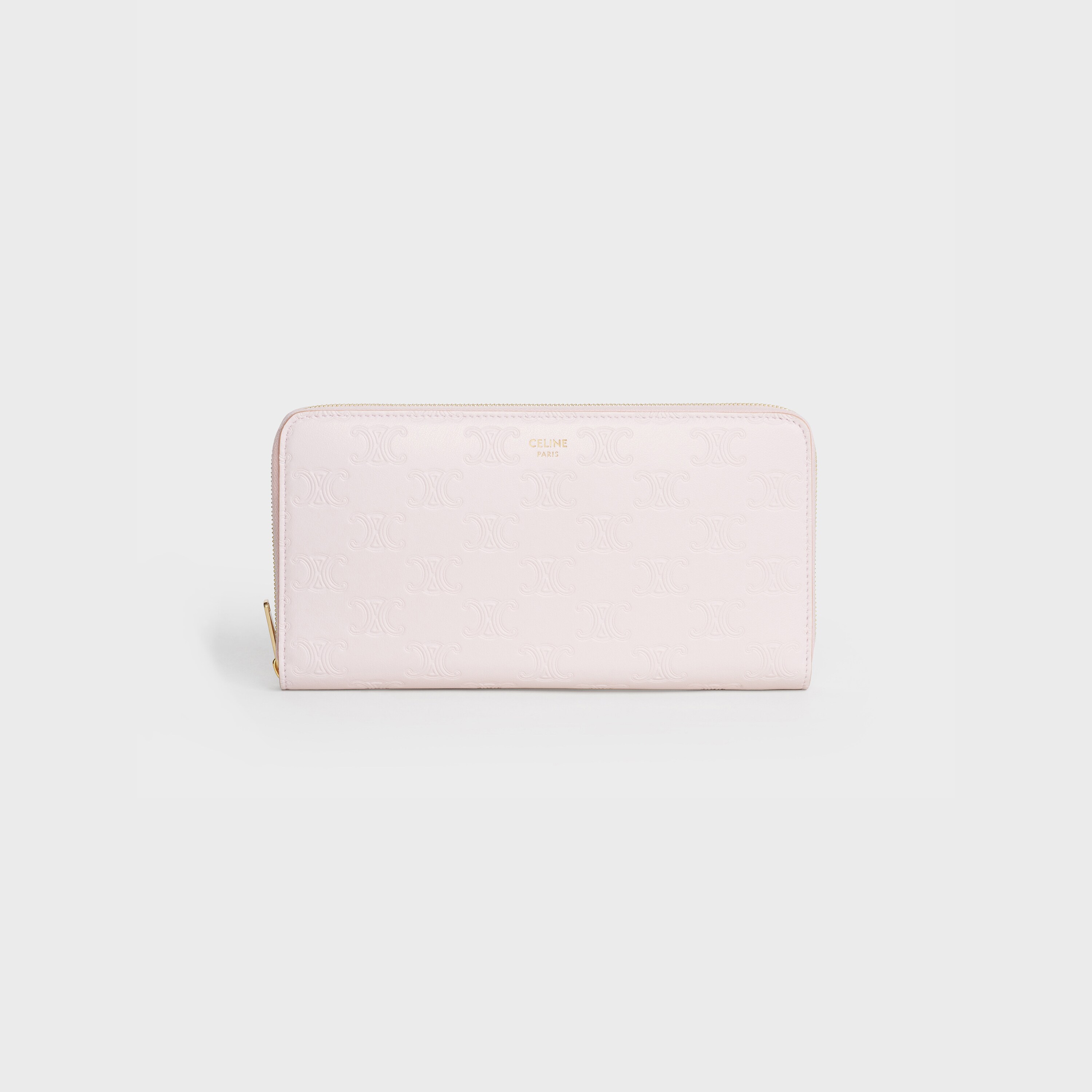Large zipped wallet in triomphe Embossed smooth calfskin - Rose Pale ...