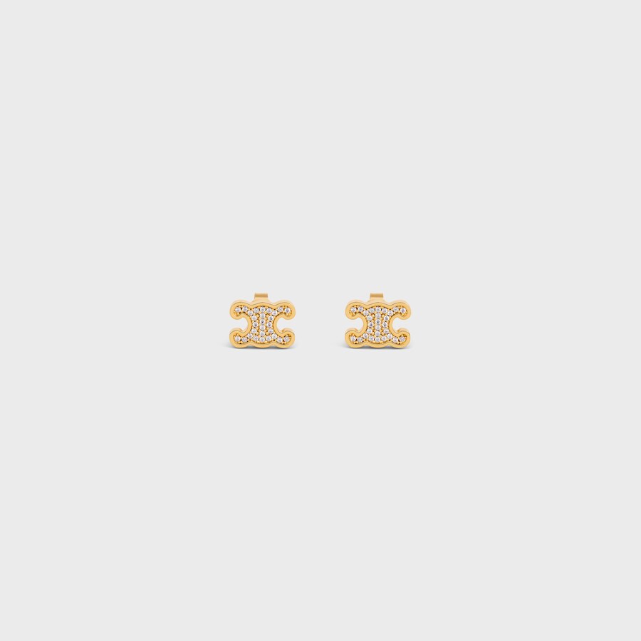 TRIOMPHE RHINESTONE STUDS IN STRASS AND BRASS WITH GOLD FINISH - | CELINE