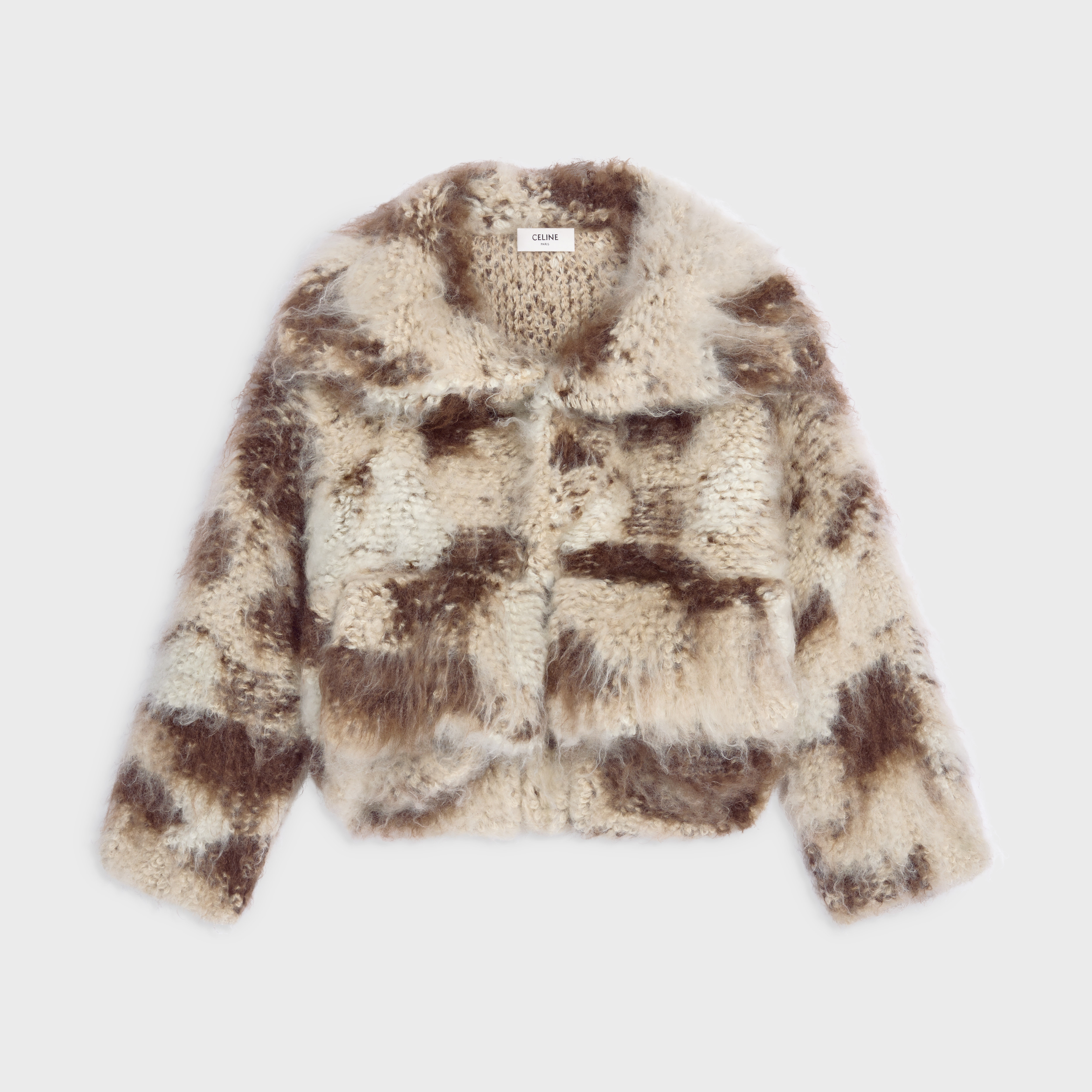jacket IN fluffy wool - ECRU/BROWN | CELINE