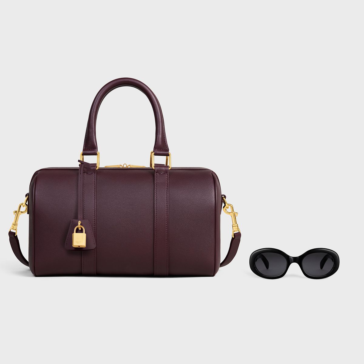 MEDIUM BOSTON IN SUPPLE GRAINED CALFSKIN - Deep Burgundy | CELINE